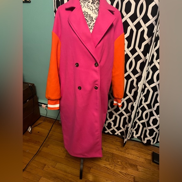 SHEIN | Jackets & Coats | Shein Ez Wear Colorblock Drop Shoulder Double ...